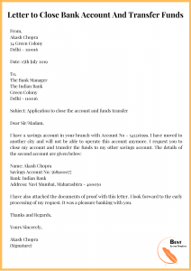 Bank Account Transfer Letter Template Sample and Examples