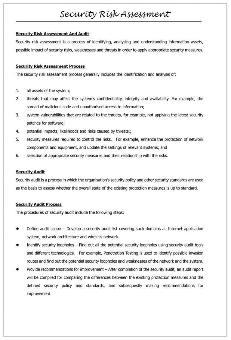 Free Sample Risk Assessment Template form with Definition