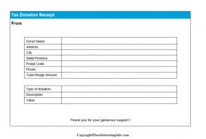 Free Blank Printable Tax Receipt Template with Example in PDF