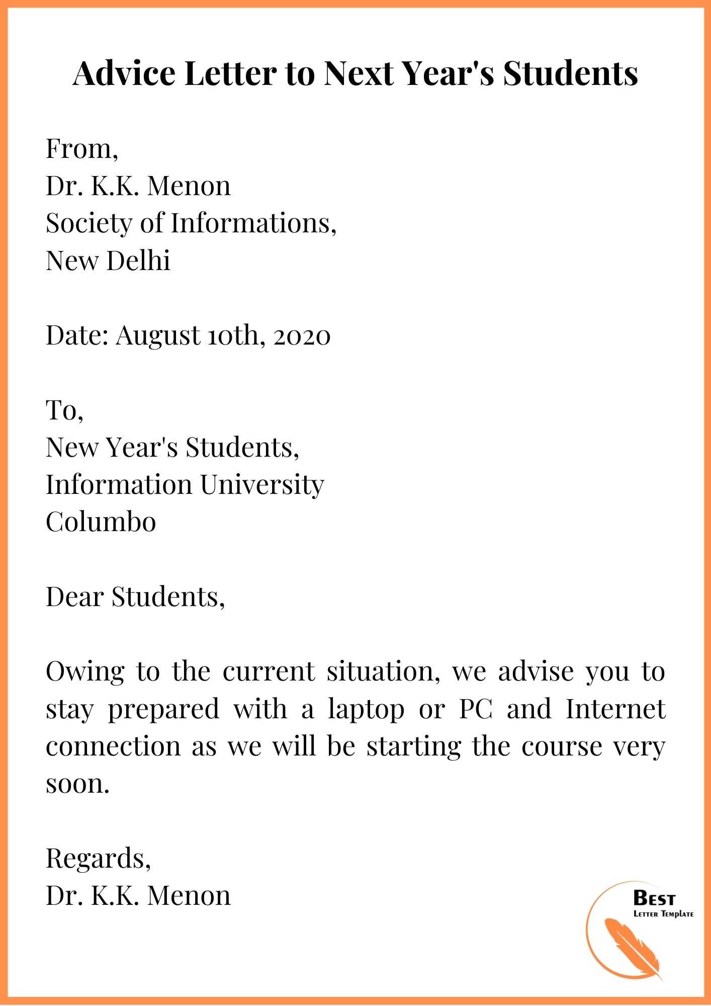 5 Advice Letter Template Format Sample Example 5 Advice Letter Template Format Sample Example