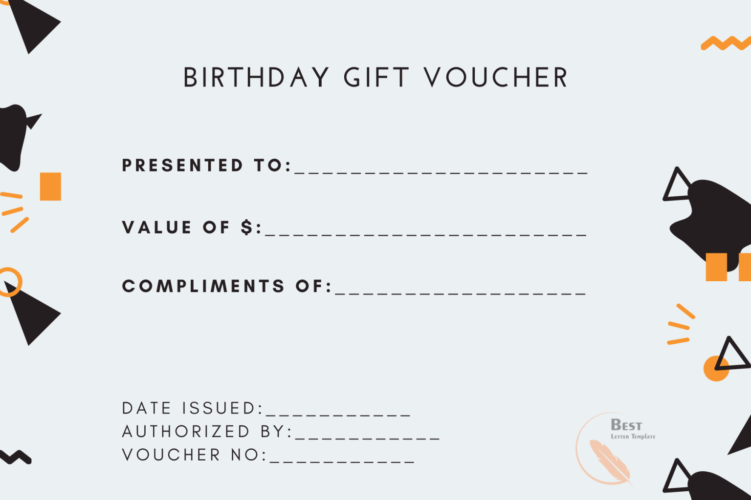 Free Blank Printable Gift Voucher Template in Word & PDF