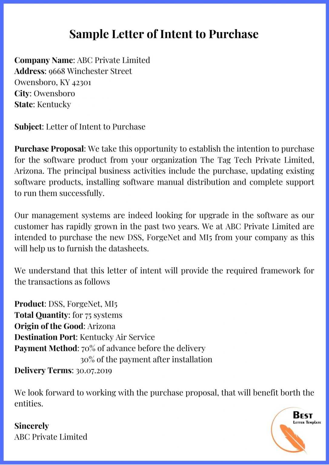 Sample Letter of Intent to Purchase with Examples