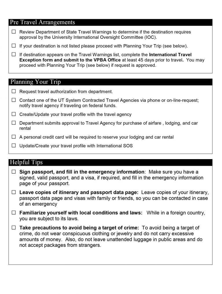 Free Travel Checklist Template in PDF, Word, Excel, Google Docs