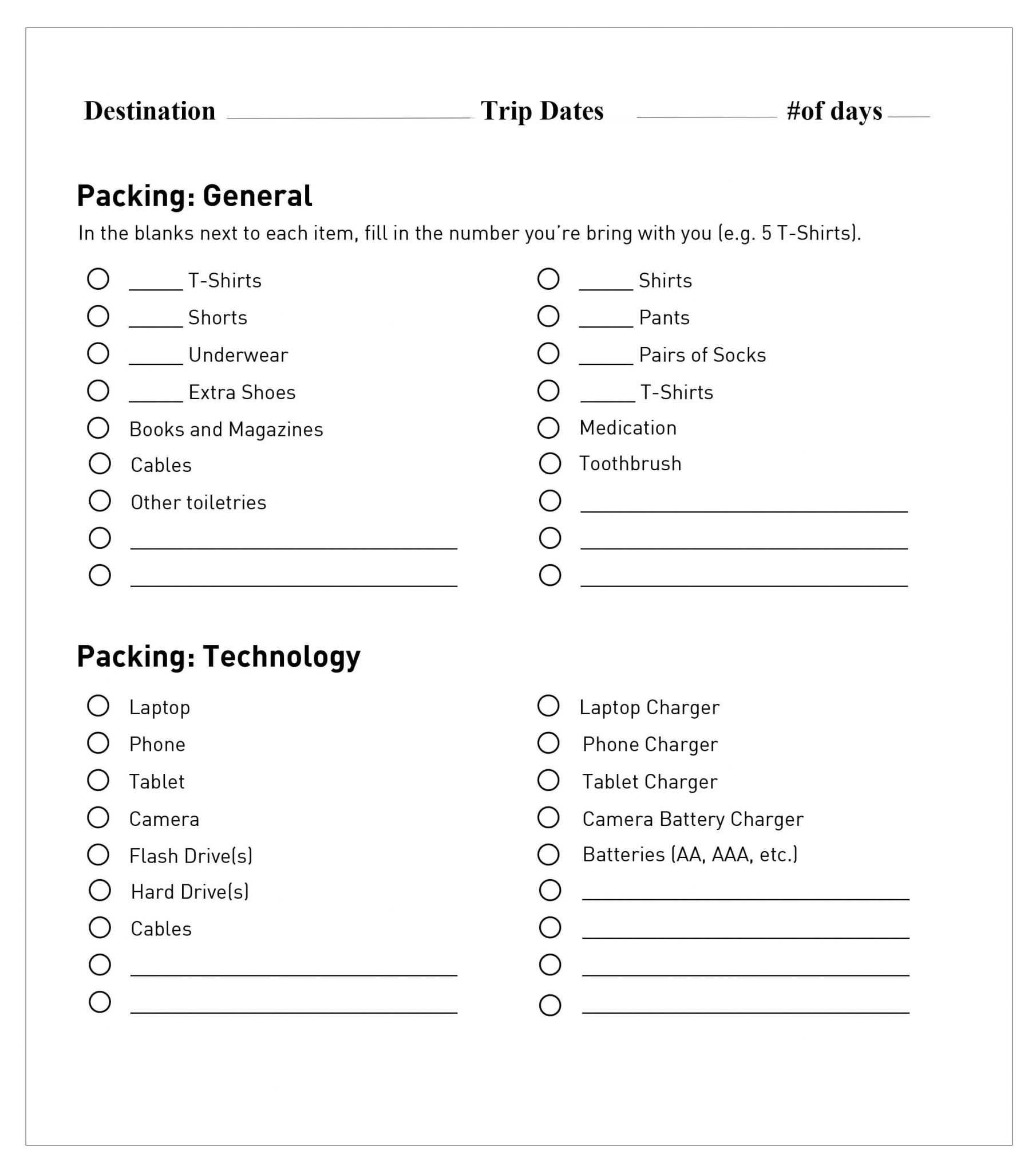Free Travel Checklist Template in PDF, Word, Excel, Google Docs