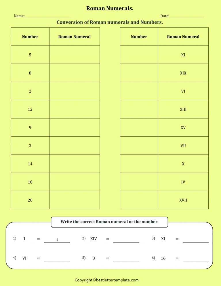 Roman Numerals Worksheet/Numbers Worksheet for Kids in PDF