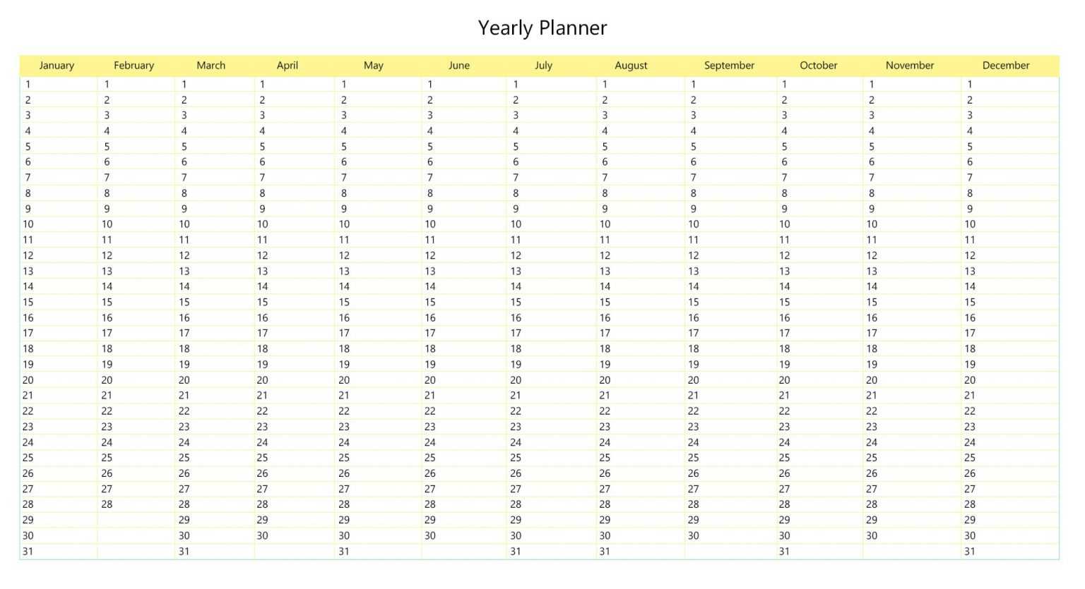 Free Printable Yearly Planner Template in PDF, Word & Excel