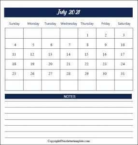 Free Printable July 2021 Calendar Template in PDF, Excel Word