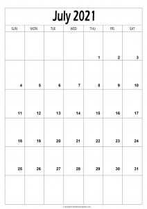 Free Printable July 2021 Calendar Template in PDF, Excel Word