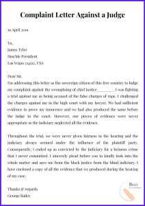 Complaint Letter Against a Judge Sample with Example