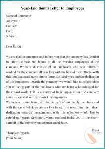 Employees Bonus Letter Template - Sample & Example