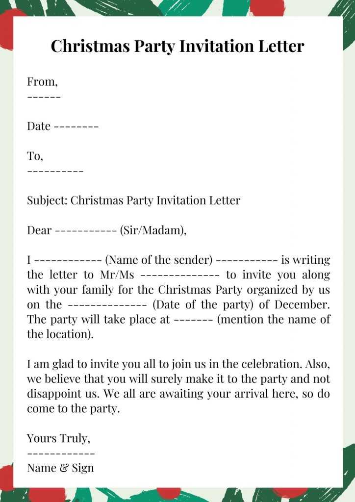 Christmas Party Invitation Letter Christmas Party Invitation Letter