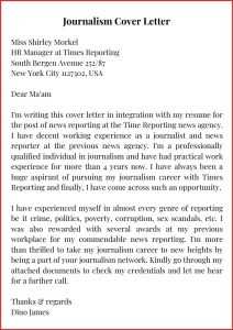 Journalism Cover Letter Template Sample with Example